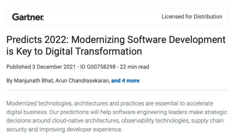 Gartner Predicts 2022: Modernizing Software Development is Key to ...